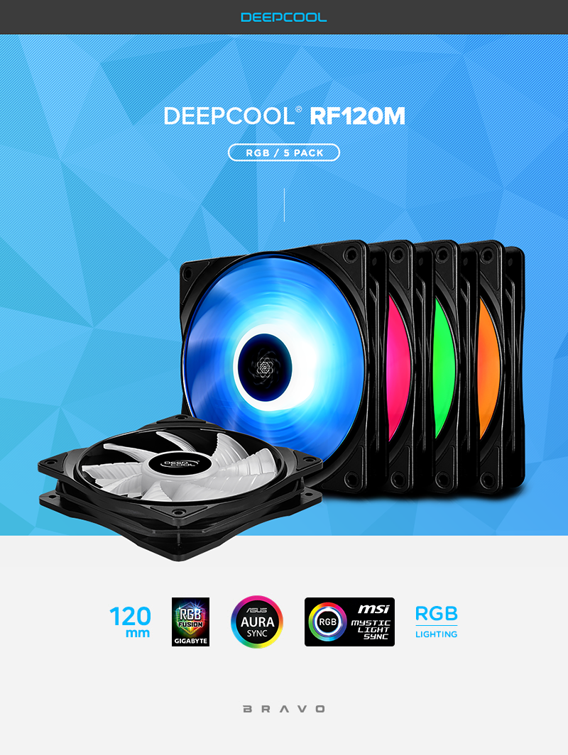 브라보텍, 아우라 싱크 지원 RGB LED 팬 쿨러 DEEPCOOL RF120M(5PACK) 출시 > 하드웨어 뉴스 | 퀘이사존