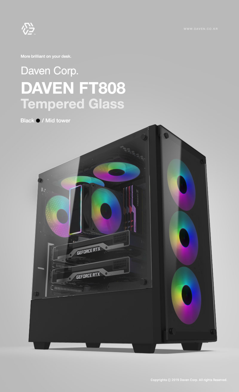 DAVEN, 강화유리 RGB 튜닝 가성비 PC 케이스 FT808 출시 예정 > 하드웨어 뉴스 | 퀘이사존