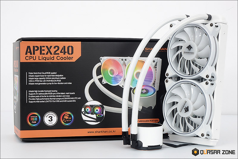 CHENGLIN SHARKHAN APEX 240 WHITE 일체형 수랭쿨러 > 리포트 | 퀘이사존