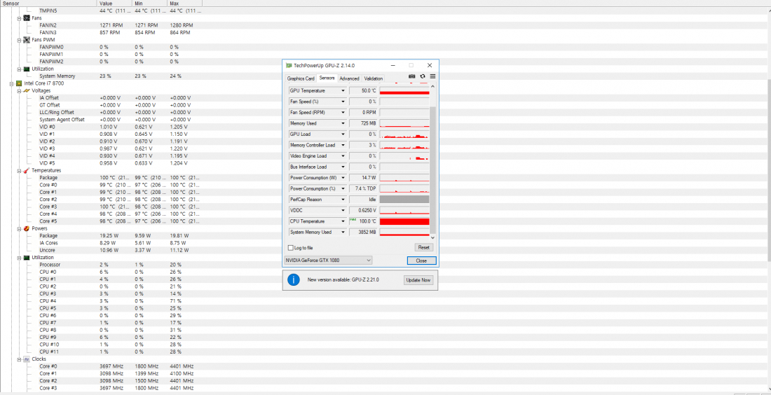 컴퓨터를 키자마자 HWMonitor에서 cpu온도가 100도 잡힙니다 > CPU/메인보드/램 | 퀘이사존 QUASARZONE