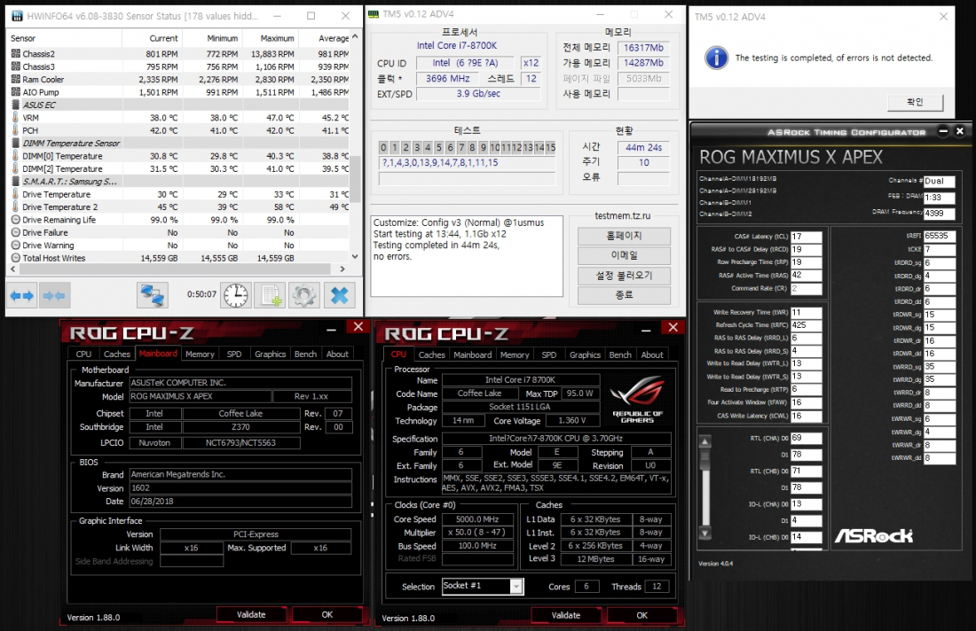 램 4400클럭 안정화 자료 (HCI Memtest 1300%) > 오버클록/언더볼팅 | 퀘이사존 QUASARZONE