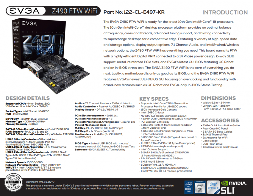 EVGA, Z490 DARK 및 FTW 가격 및 상세스펙 > 하드웨어 뉴스 | 퀘이사존