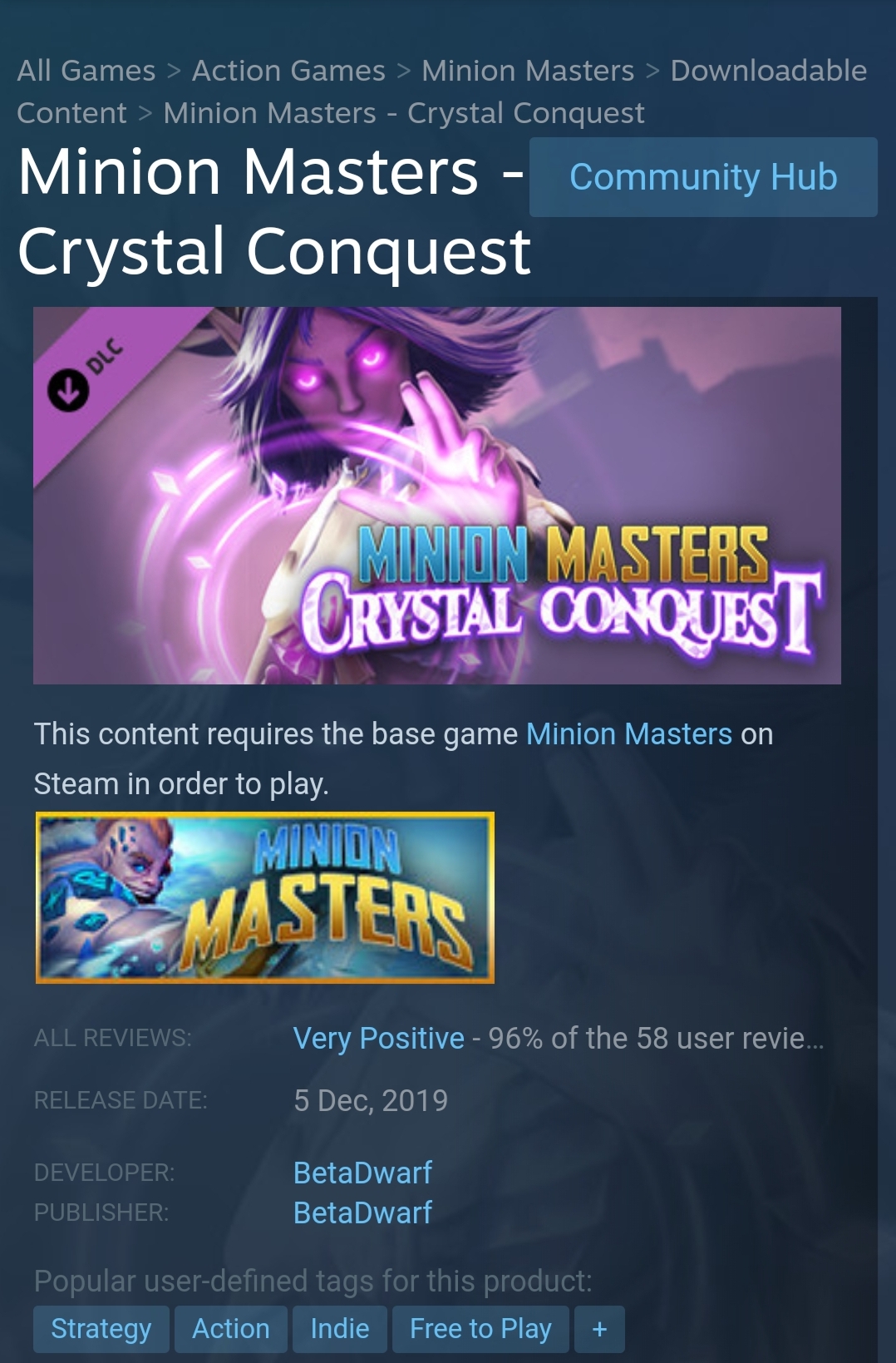 [스팀] Minion Masters - Crystal Conquest (무료/코드) > 지름/할인정보 | 퀘이사존