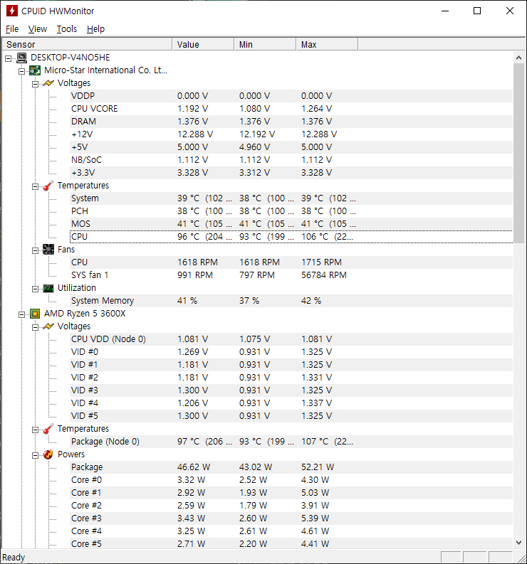 3600x 램 오버 후 cpu 99도;; 왜이러죠? > CPU/메인보드/램 | 퀘이사존 QUASARZONE