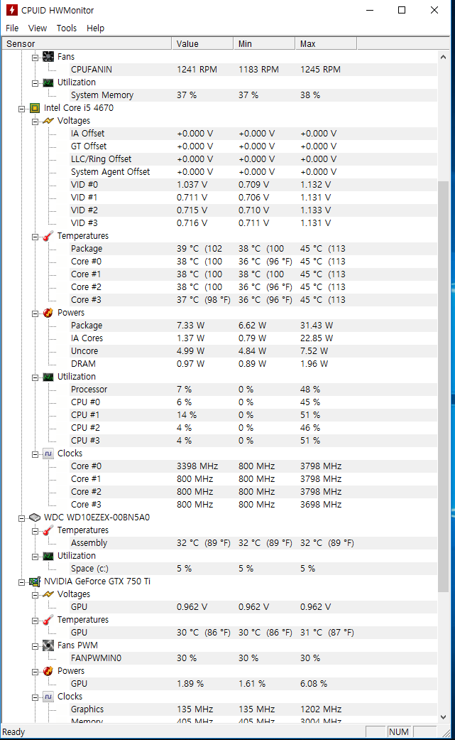 HWMonitor 온도 보는 방법 질문드립니다. > OS/소프트웨어 | 퀘이사존