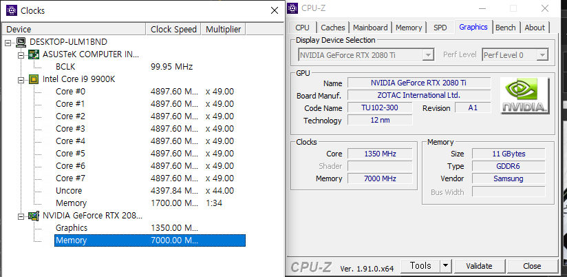 2080ti 11gb 제품사용중인데 cpu-z에는 메모리 7000밖에안되있는데 정상인거죠? > 그래픽카드 | 퀘이사존 QUASARZONE